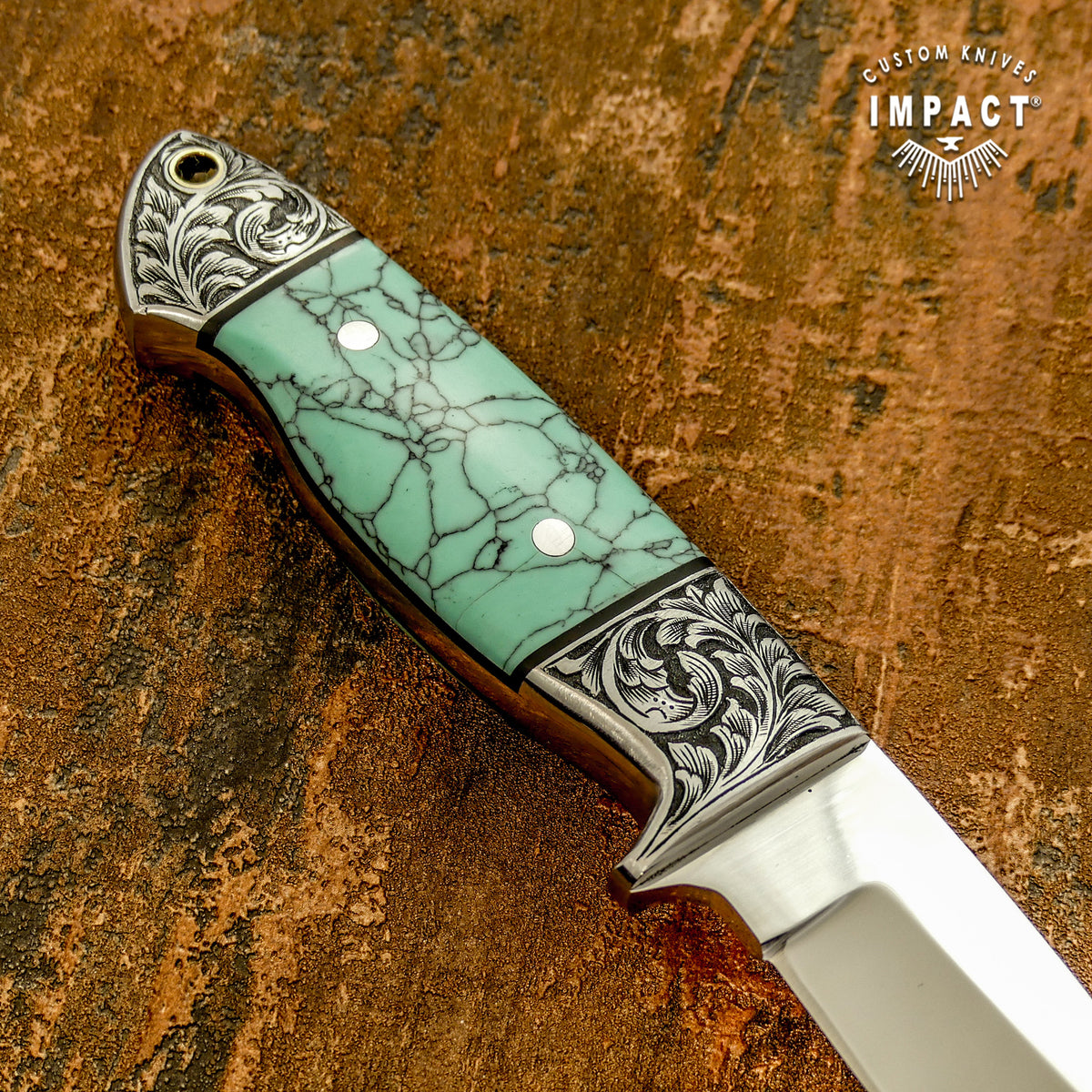 IMPACT CUTLERY RARE CUSTOM FULL TANG SKINNING KNIFE | CHISEL ENGRAVED