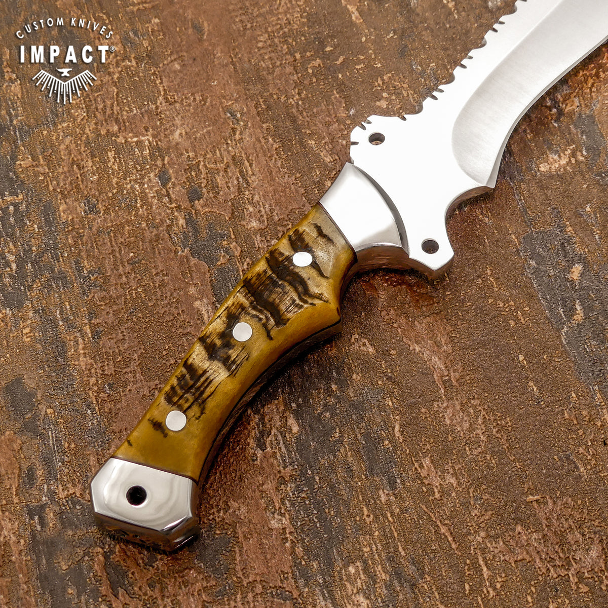 IMPACT CUTLERY RARE CUSTOM FULL TANG BUSHCRAFT BOWIE KNIFE RAM HORN HA
