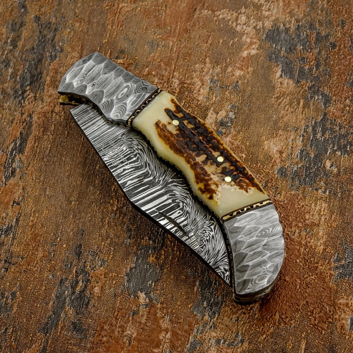 Stagwarden Lock Back Custom Damascus Folding Pocket Knife EDC – IMPACT ...