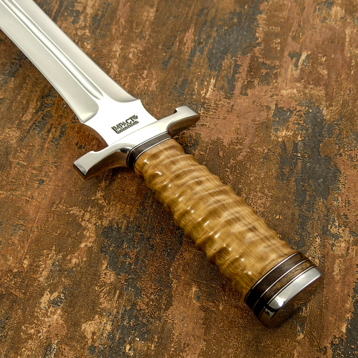 IMPACT CUTLERY RARE CUSTOM D2 LARGE FULLER DAGGER KNIFE